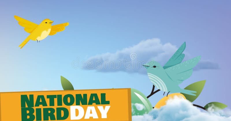 Image of National Bird Day Text Over Bird Icons and Sky Stock Image ...