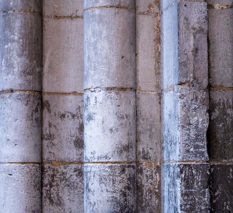 Old Wall Background Formed by Columns with Spots and Cracks Stock Photo ...