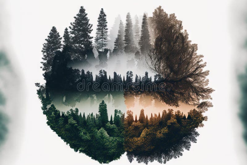 Image of a Nature Scene in Double Exposure Stock Illustration ...