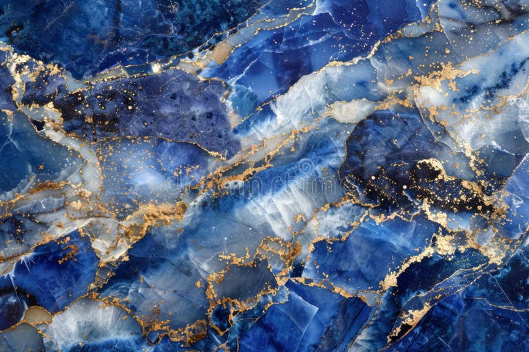 Image of Navy Blue Agate Marble Pattern with Golden Veins. Texture for ...
