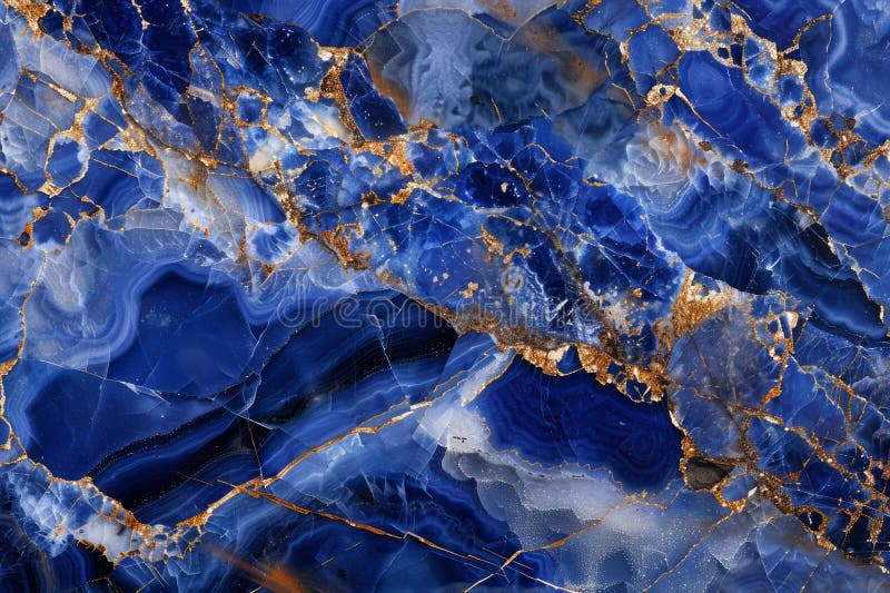 Image of Navy Blue Agate Marble Pattern with Golden Veins. Texture for ...