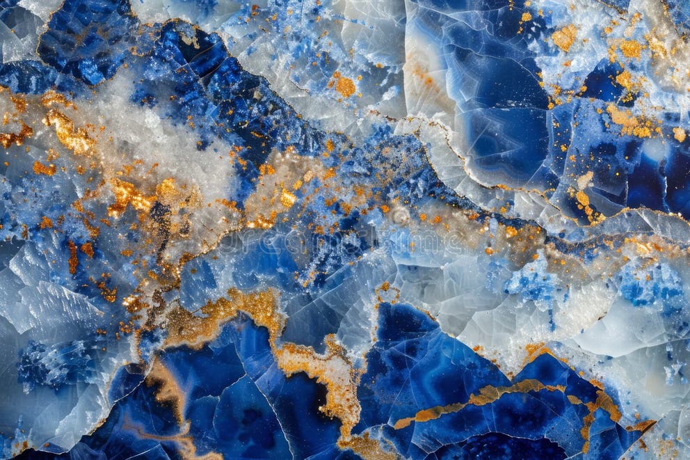 Image of Navy Blue Agate Marble Pattern with Golden Veins. Texture for ...