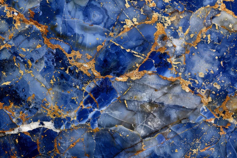 Image of Navy Blue Agate Marble Pattern with Golden Veins. Texture for ...