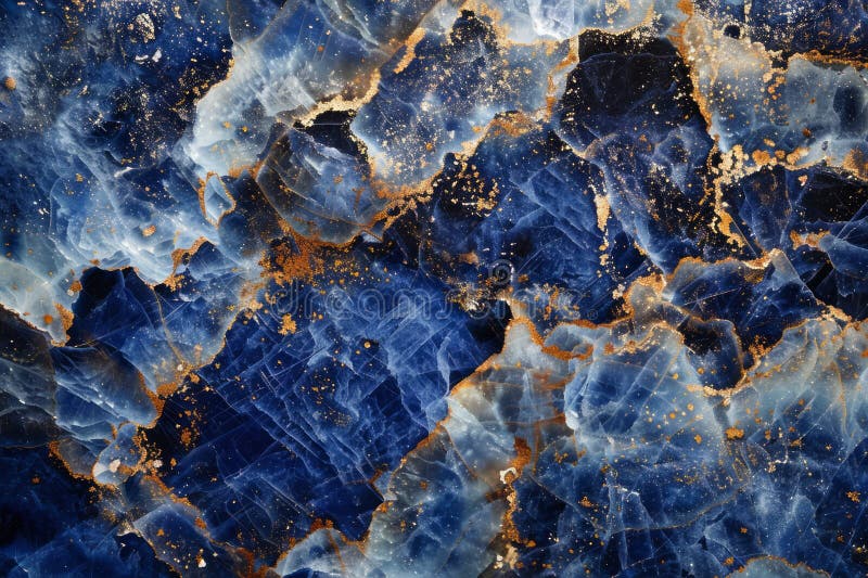 Image of Navy Blue Agate Marble Pattern with Golden Veins. Texture for ...