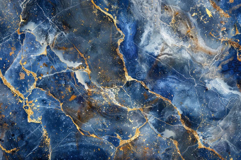 Image of Navy Blue Agate Marble Pattern with Golden Veins. Texture for ...