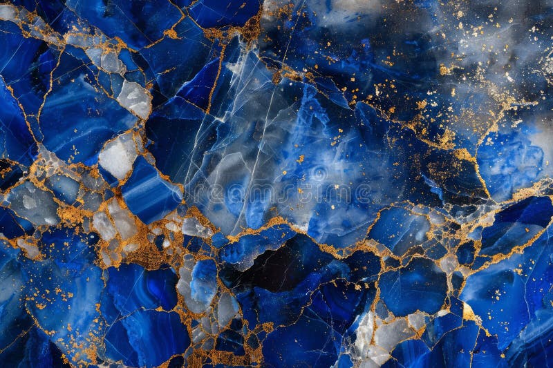 Image of Navy Blue Agate Marble Pattern with Golden Veins. Texture for ...