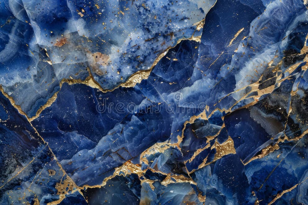 Image of Navy Blue Agate Marble Pattern with Golden Veins. Texture for ...