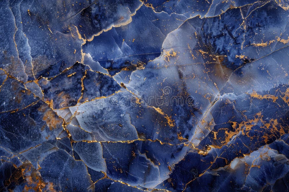 Image of Navy Blue Agate Marble Pattern with Golden Veins. Texture for ...