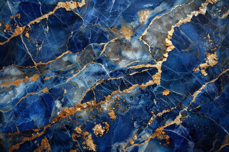 Image of Navy Blue Agate Marble Pattern with Golden Veins. Texture for ...