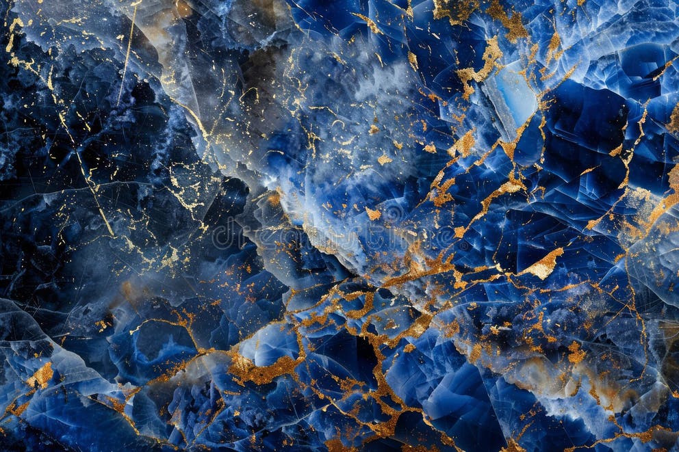 Image of Navy Blue Agate Marble Pattern with Golden Veins. Texture for ...