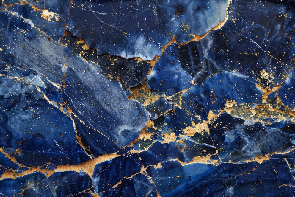 Image of Navy Blue Agate Marble Pattern with Golden Veins. Texture for ...