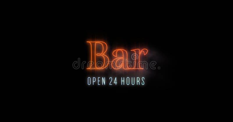 Image of Neon Bar Open 24h on Black Background Stock Illustration ...