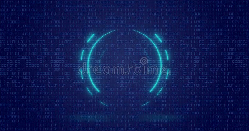 Image of Neon Circle Over Digital Screen with Binary Code Stock ...