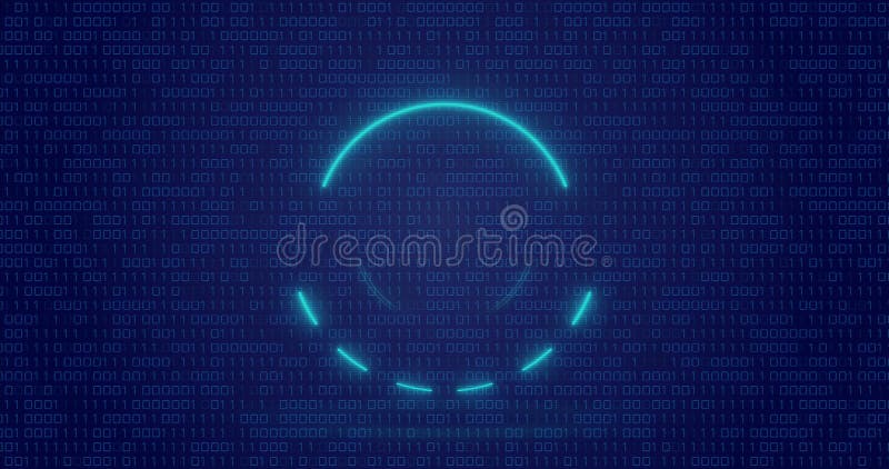 Image of Neon Circle Over Digital Screen with Binary Code Stock Illustration - Illustration of ...