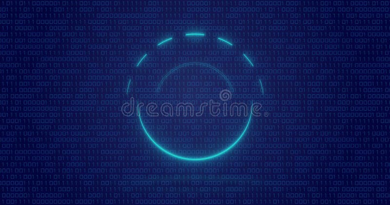 Image of Neon Circle Over Digital Screen with Binary Code Stock ...