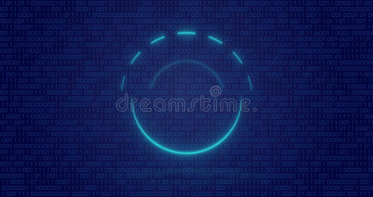 Image of Neon Circle Over Digital Screen with Binary Code Stock Illustration - Illustration of ...