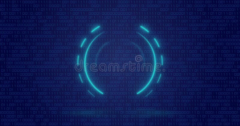 Image of Neon Circle Over Digital Screen with Binary Code Stock Image ...