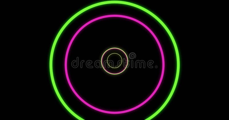 Image of Neon Circles Moving on Black Background Stock Illustration ...