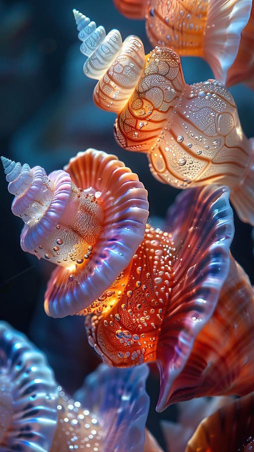 Image Neon Color Neon Bright Sea Shells Stock Illustration ...