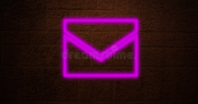 Image of Neon Email Symbol Over Brick Wall Stock Illustration ...