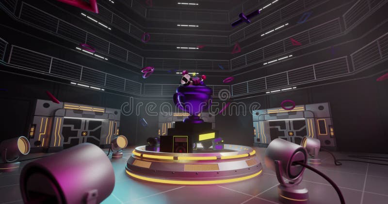 Image of Neon Gaming Features with Stage and Spot Lights on Black ...