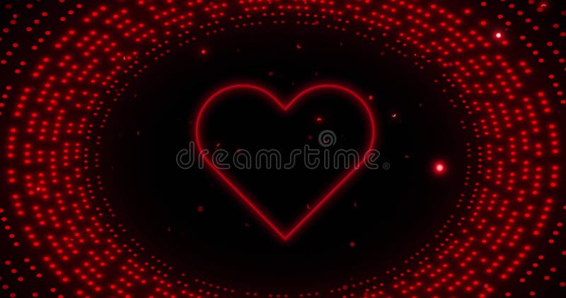 Image of Neon Heart Over Flashing Red Light Pattern Stock Illustration ...