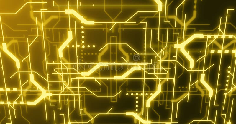 Image of Neon Integrated Circuit on Yellow Background Stock ...