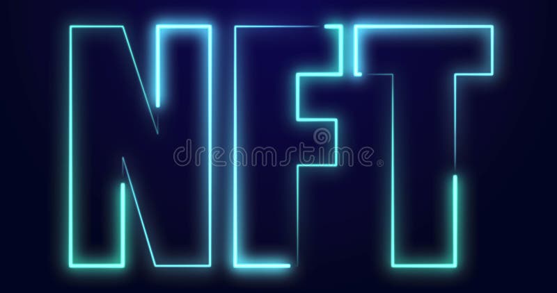 Image of Neon Nft Text Over Blue Background Stock Illustration ...