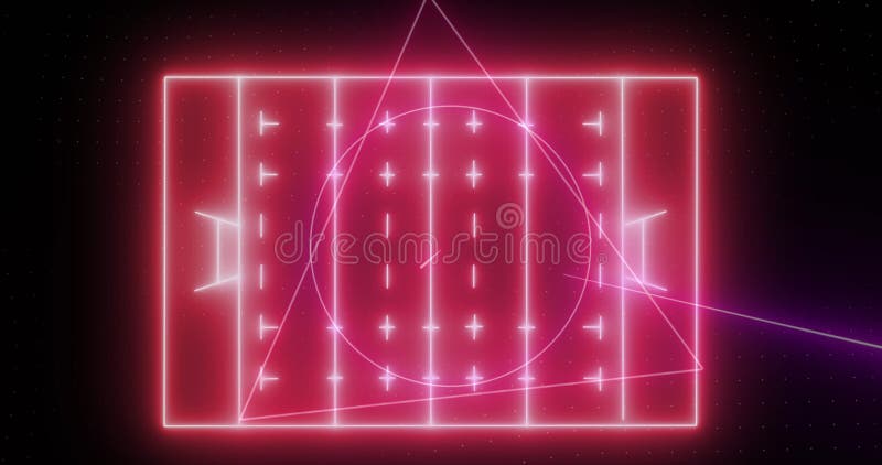 Image of Neon Red Rugby Field and Glowing Geometric Figures Stock ...