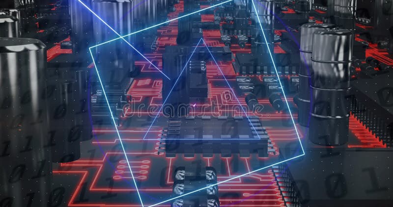 Image of Neon Shapes Moving Over Network of Connections Stock ...