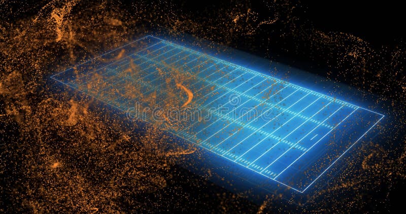 Image of Neon Sports Field Over Gold Specks of Light on Black ...