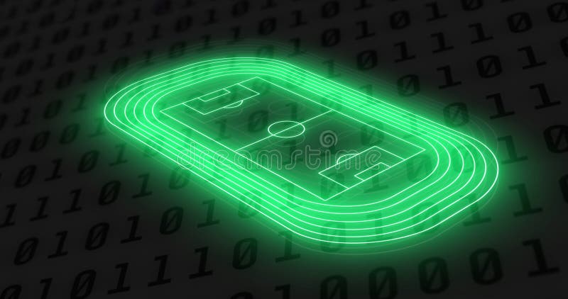 Image of Neon Sports Stadium Over Binary Coding Stock Illustration ...
