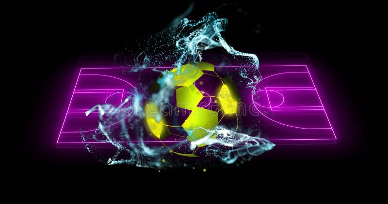 Image of Neon Stadium and Football on Black Background Stock Image ...