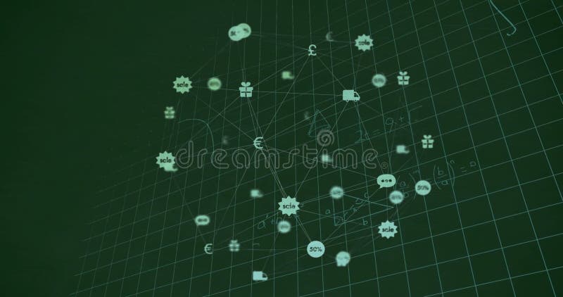 Image of Network of Business Icons Over Mathematical Equations on ...