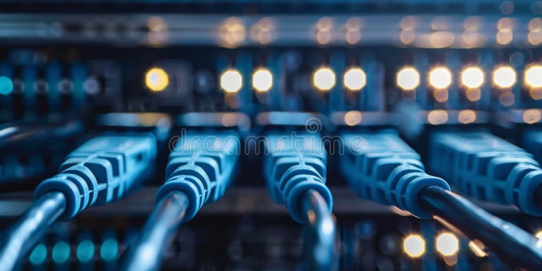 Image of Network Cables and Server Indicators in a Data Center Showing ...
