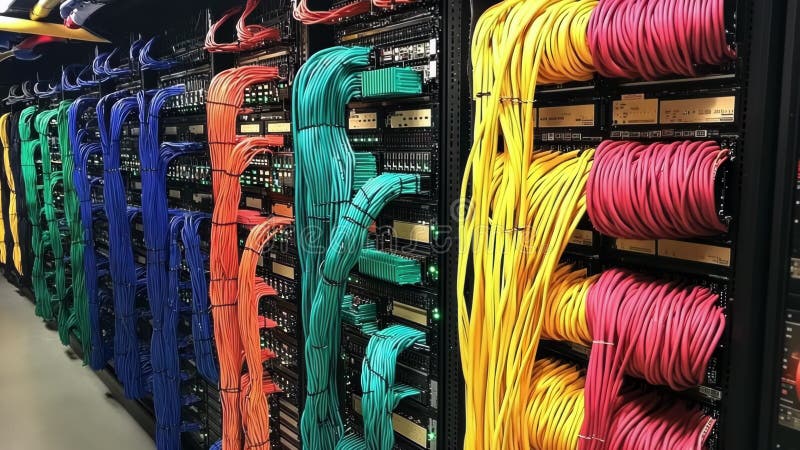 An Image of Network Cabling Where Colorcoded Cables are Neatly ...
