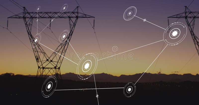 Image of Network of Conncetions with Icons Over Pylons Stock Image ...