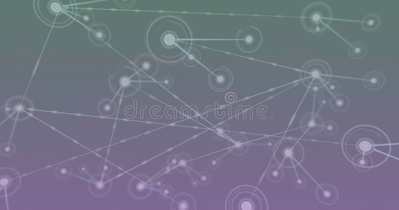 Image of Network of Connections Against Grey and Purple Gradient ...