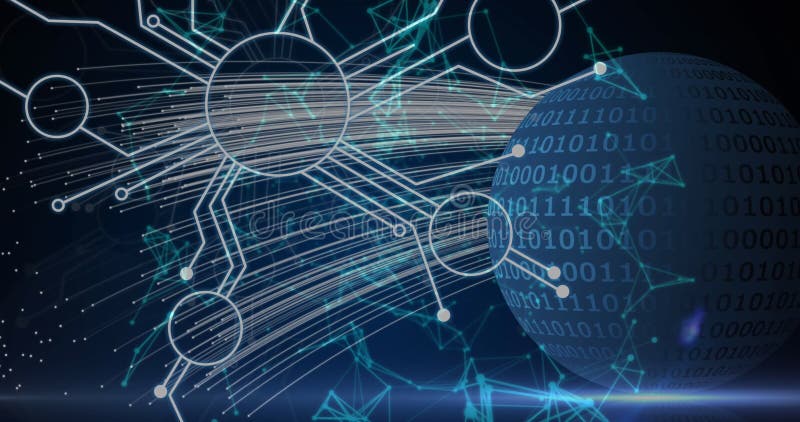 Image Of Network Of Connections And Binary Coding Processing On Globe 5628