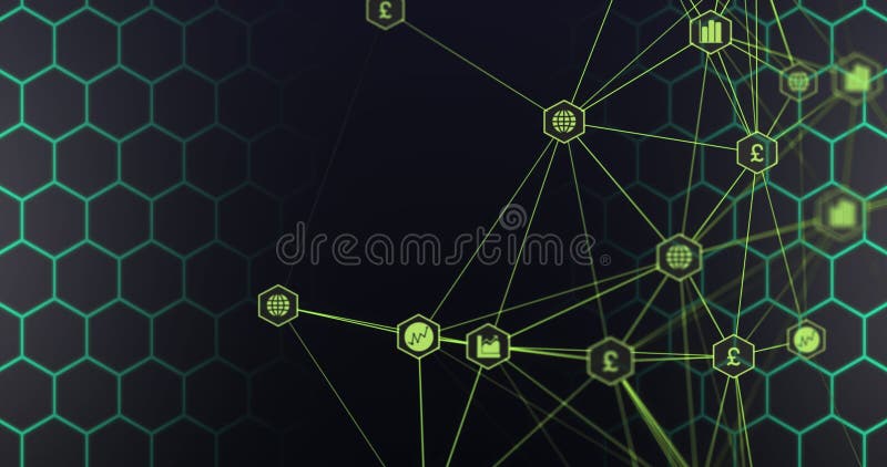 Image of Network of Connections on Black Background Stock Illustration ...