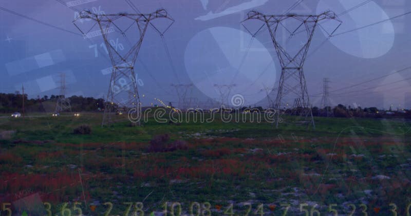 Image of Network of Connections with Construction Over Pylons Stock ...