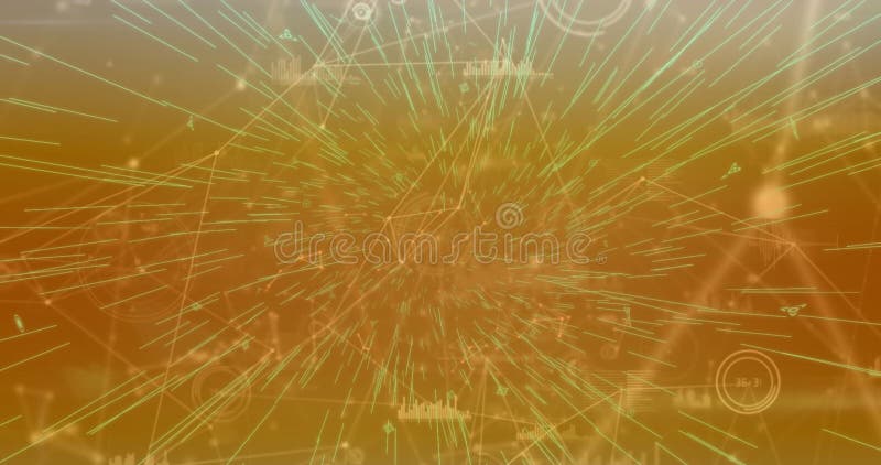 Image of Network of Connections and Data Processing Against Orange ...