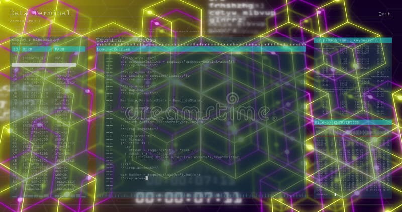Image of Network of Connections and Data Processing Over Screens Stock ...