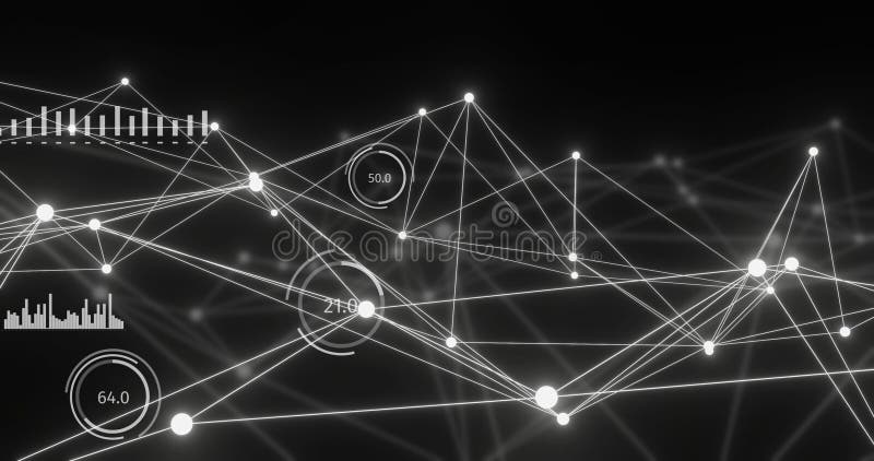 Image of Network of Connections with Glowing Nodes Over Black ...