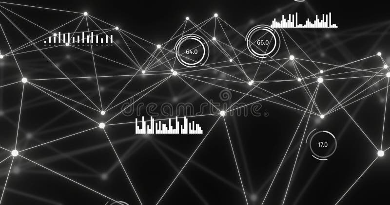 Image of Network of Connections with Glowing Nodes Over Black ...