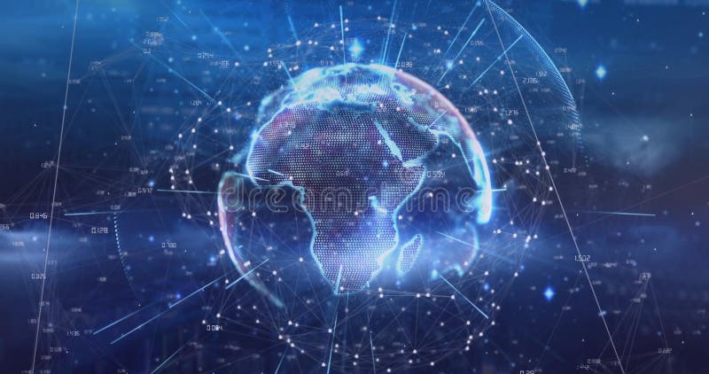 Image of Network of Connections with Glowing Purple Mesh Stock ...