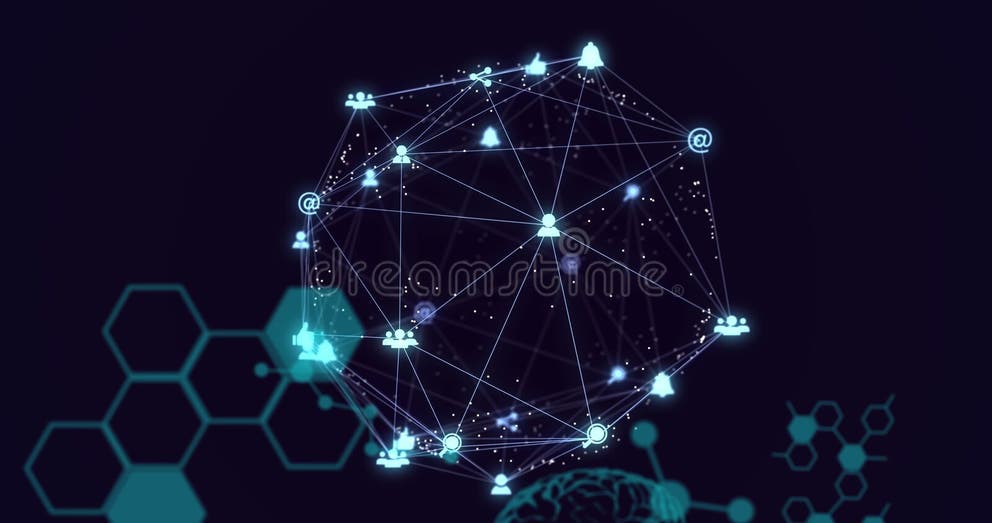 Image of Network of Connections with Human Brain and Data Processing ...