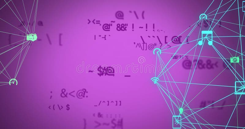 Image of Network of Connections with Icons and Math Formulas on Pink ...