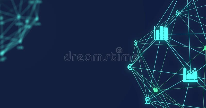 Image of Network of Connections with Icons Over Dark Background Stock ...