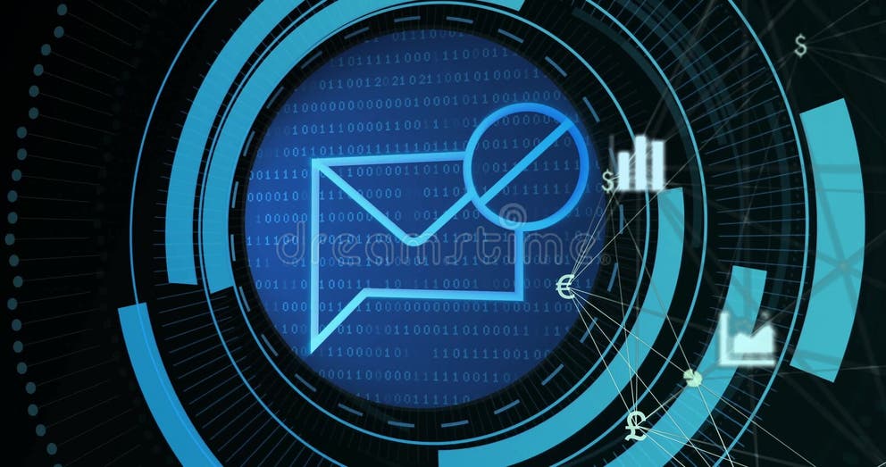 Image of Network of Connections with Icons Over Envelope Stock ...